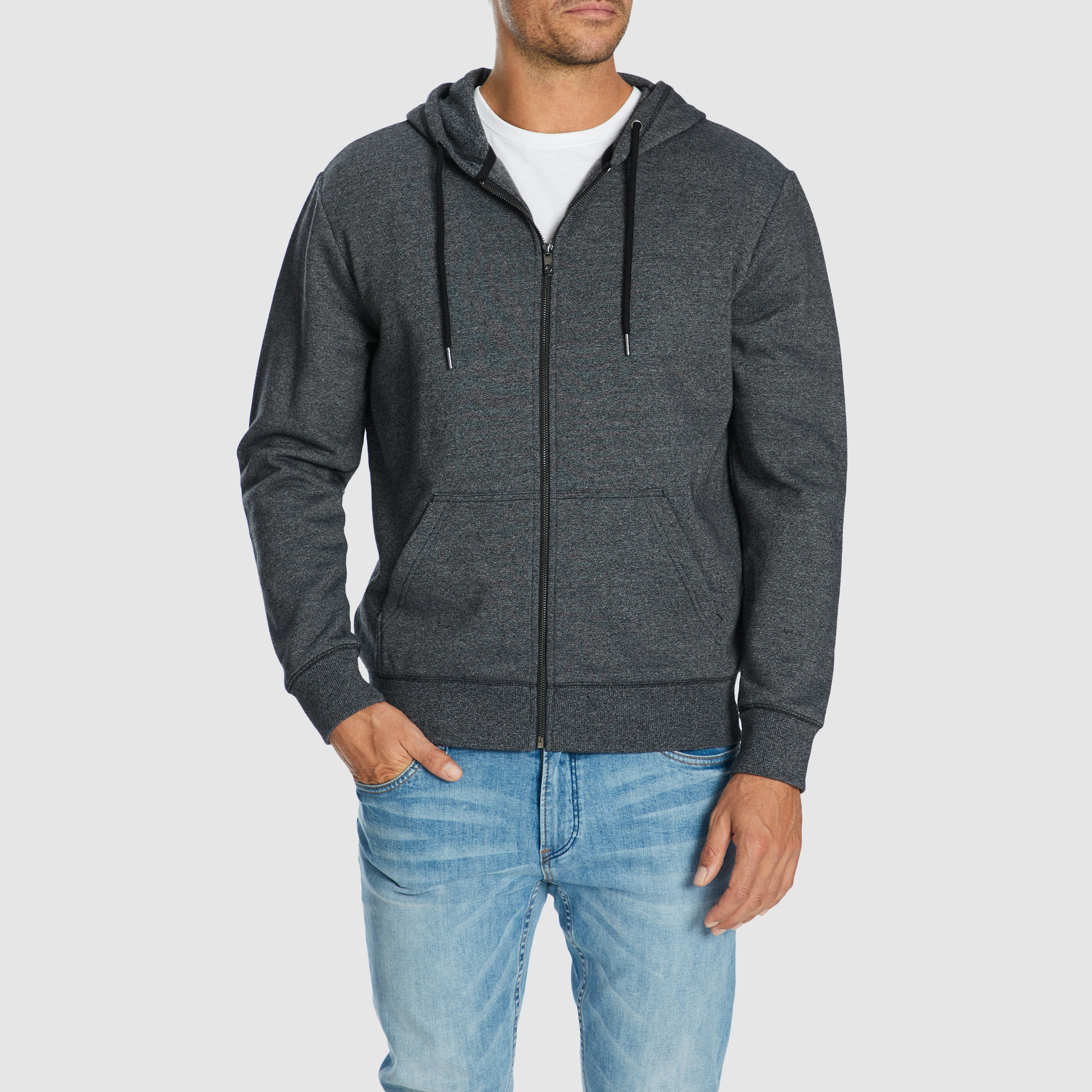 Ash Asher Zip Thru Fleece Hoodie | Men's Tops | Connor AU