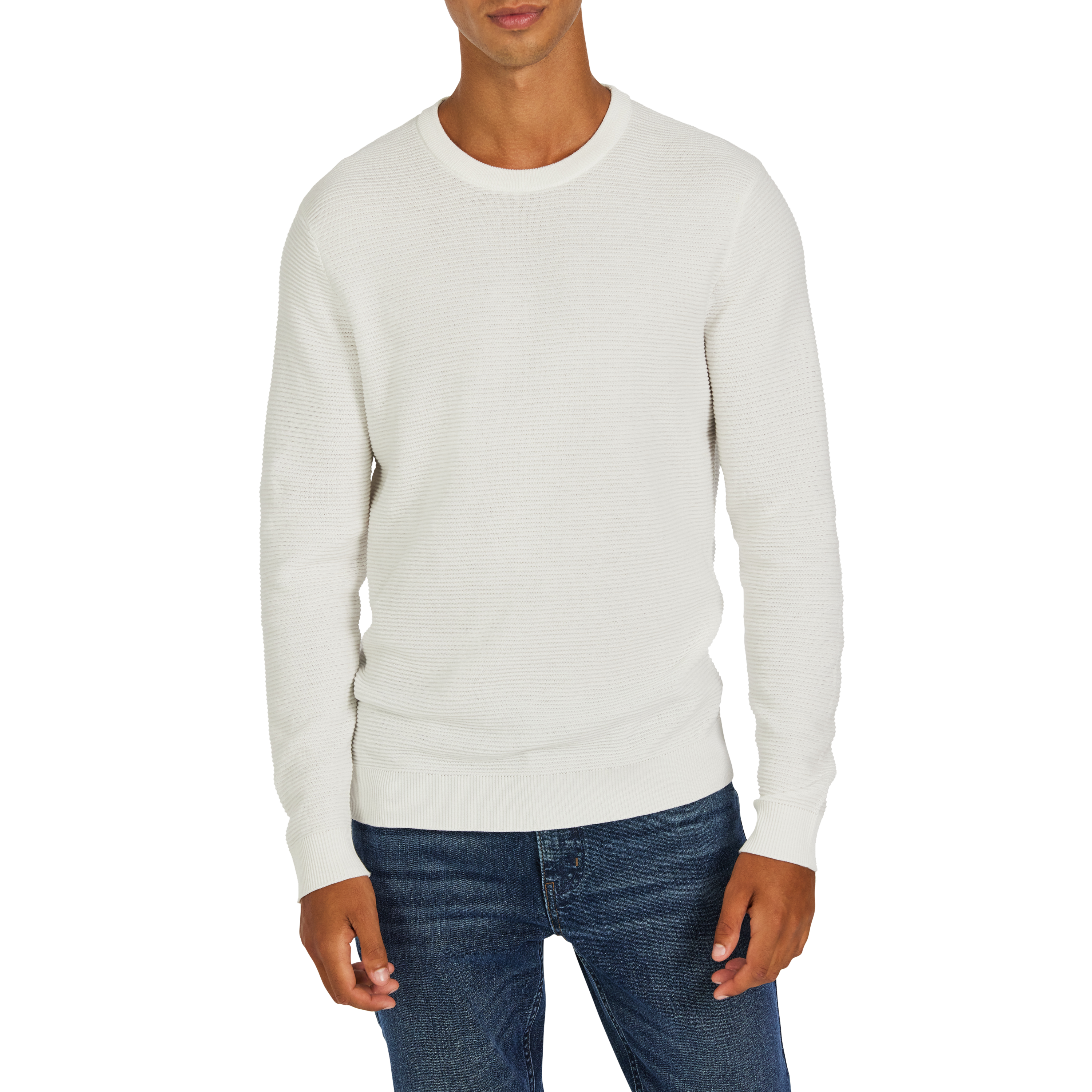 White Hoxton Cotton Knit | Men's Tops | Connor AU