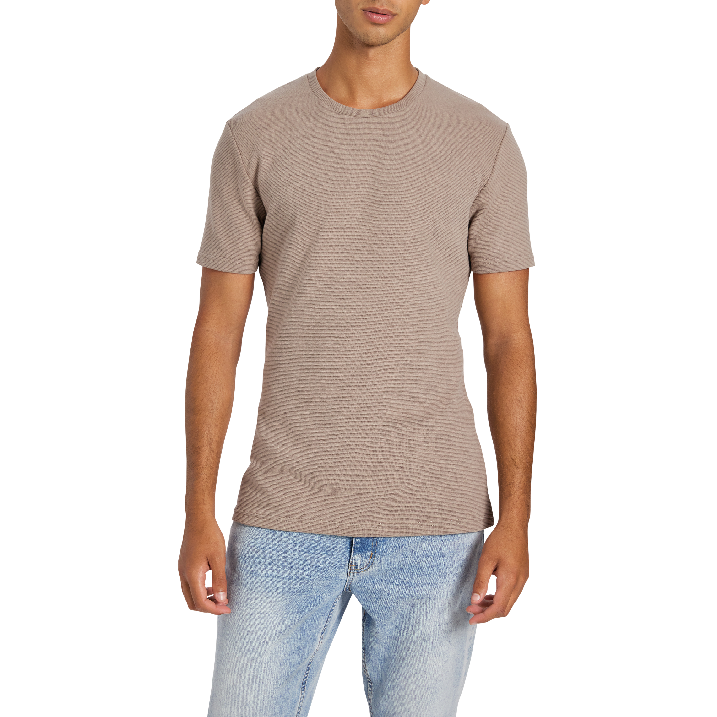 Charcoal Textured Crew Neck Tee | Men's Tops | Connor AU