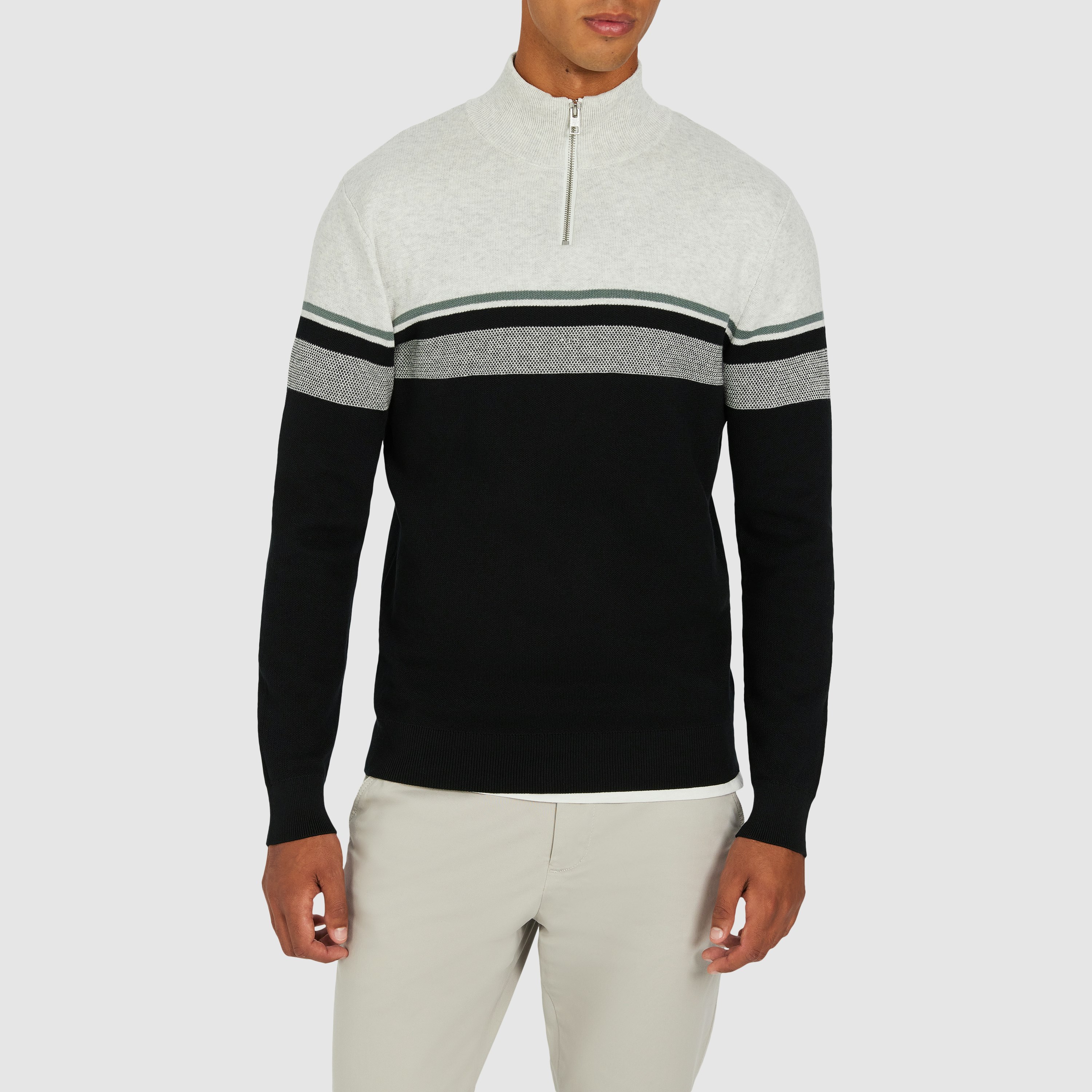 Ice Grey Garfield Cotton Quarter Zip Knit | Men's Tops | Connor AU