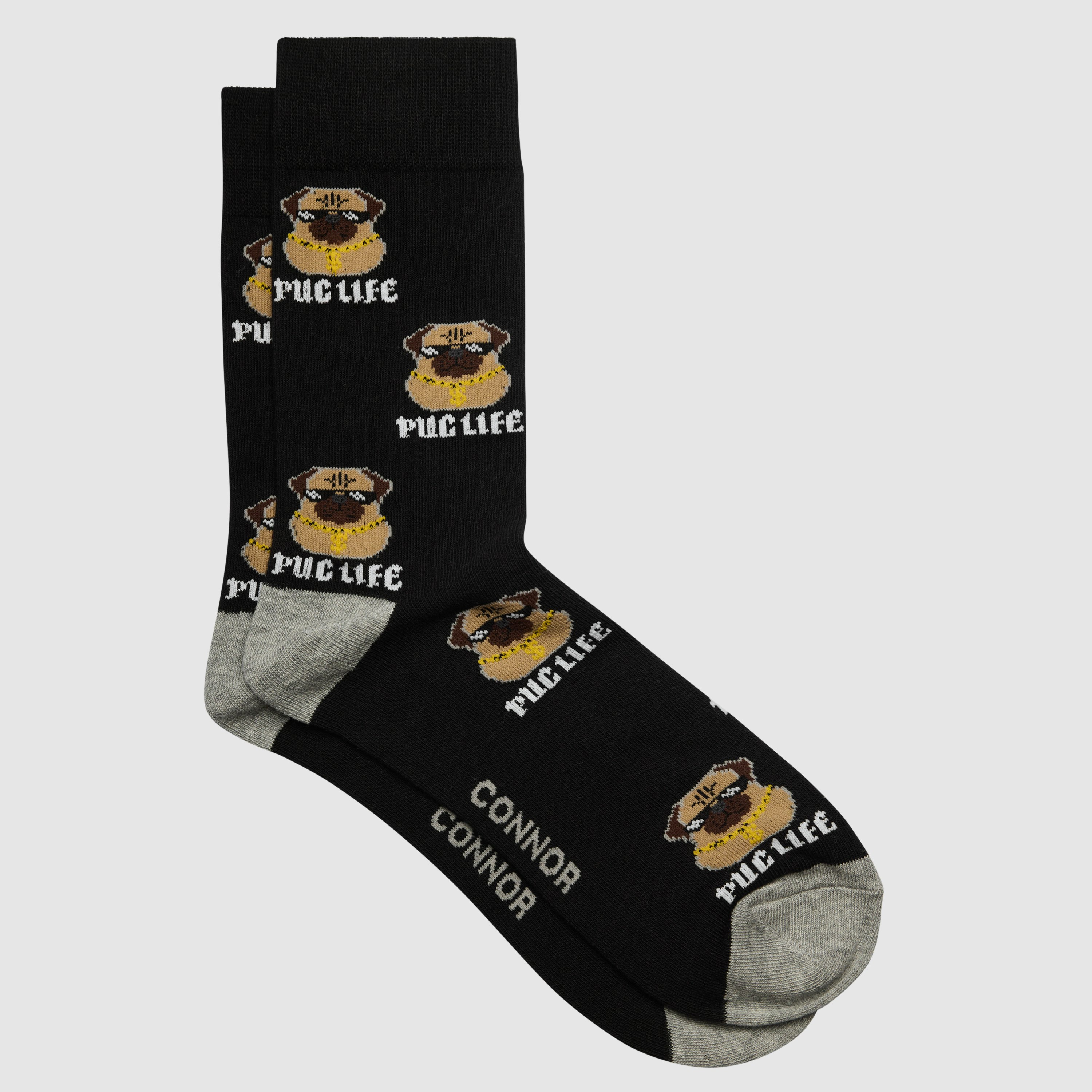 Black Pug Life Sock | Men's Accessories | Connor NZ