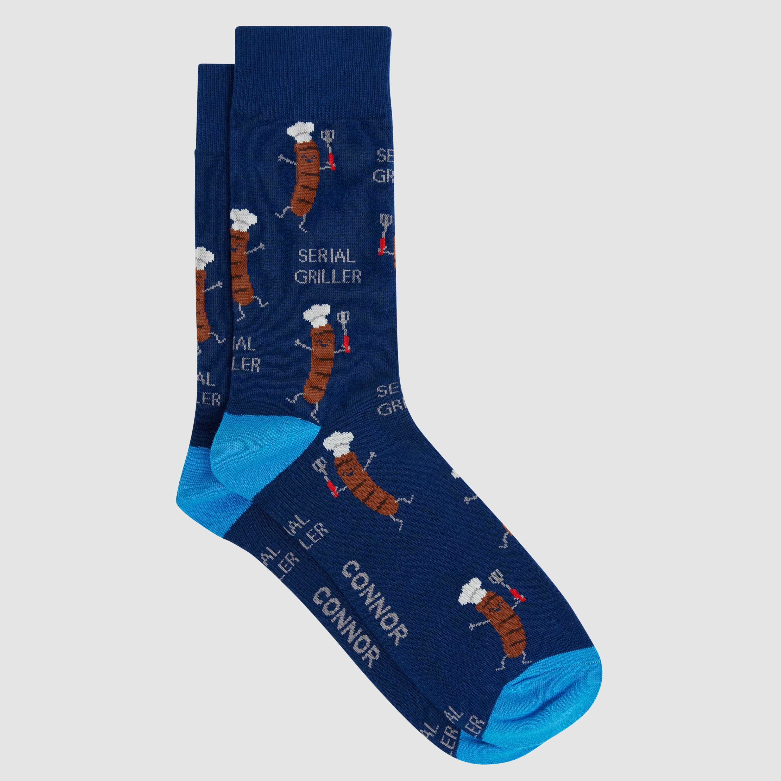 Dark Blue Serial Griller Sock | Men's Accessories | Connor AU