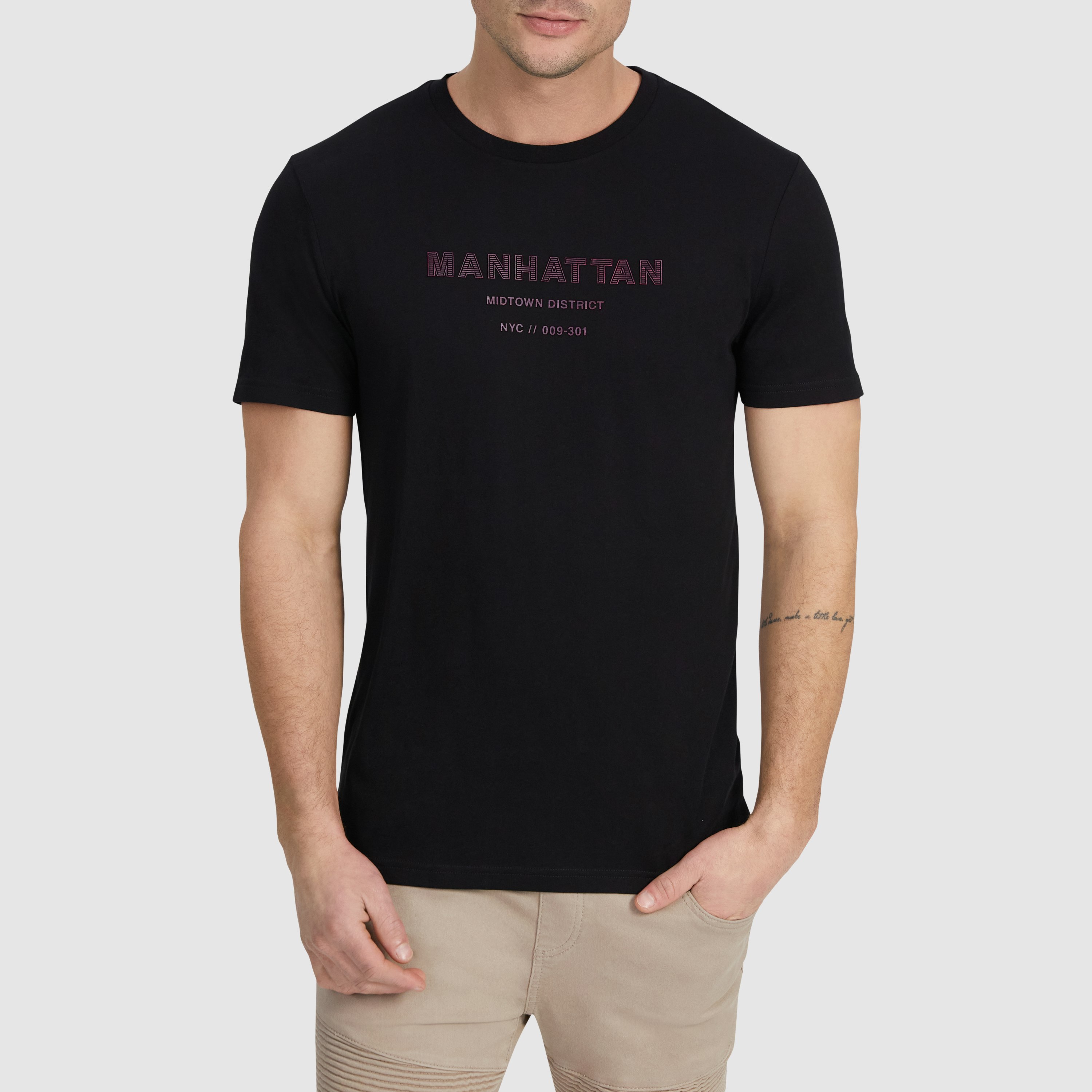 Black Fabio Graphic Crew Neck Tee | Men's Tops | Connor AU