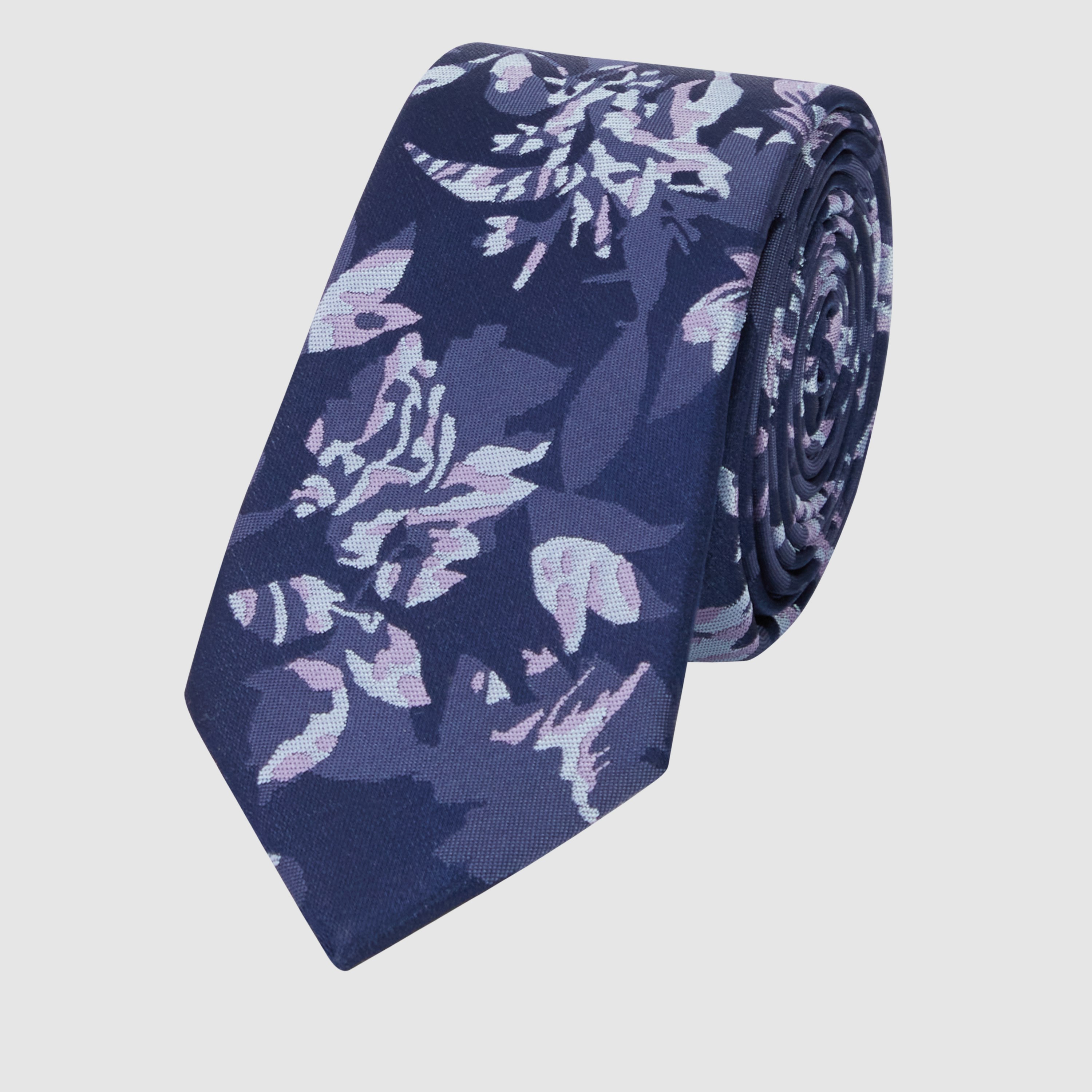 Navy Floral Jacquard 6 Cm Tie | Men's Accessories | Connor NZ