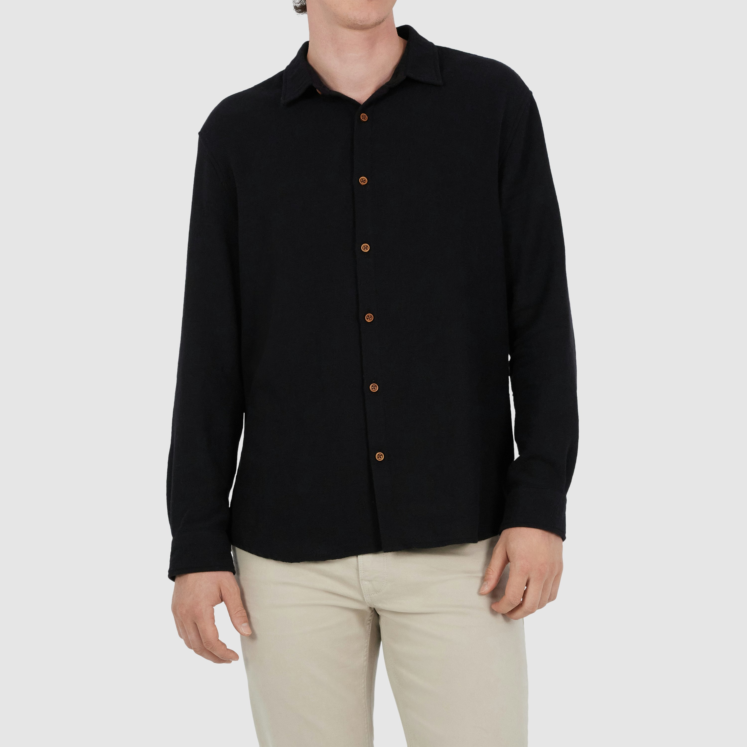 Black Sekope Textured Casual Shirt | Men's Tops | Connor NZ