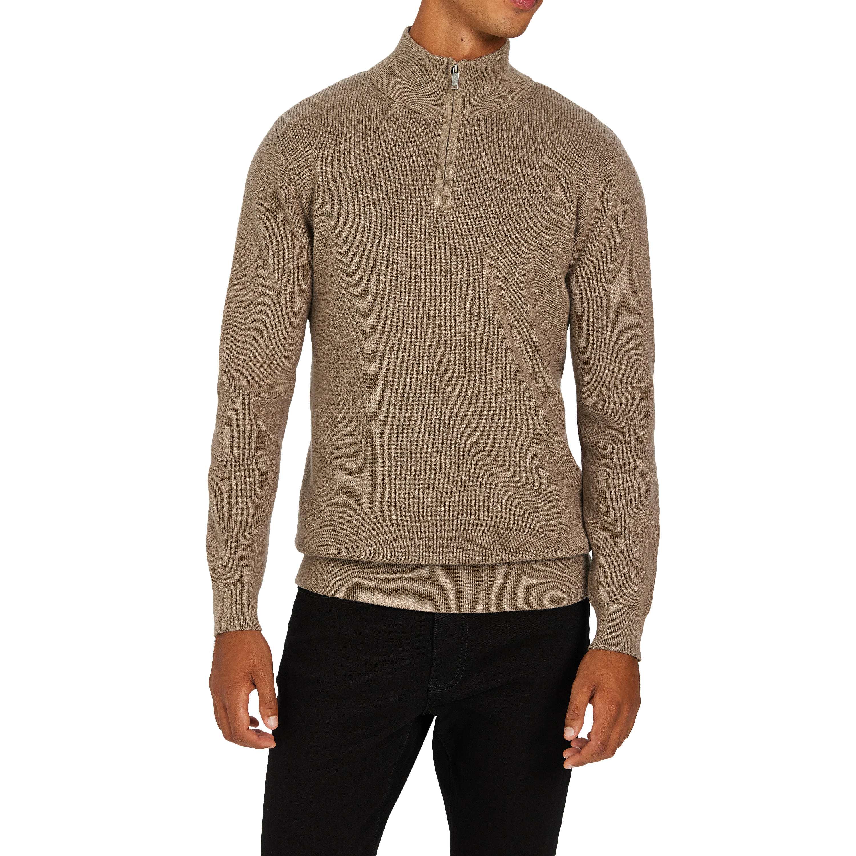 Charcoal Marle Oberon Cotton Blend Quarter Zip Knit | Men's Tops ...