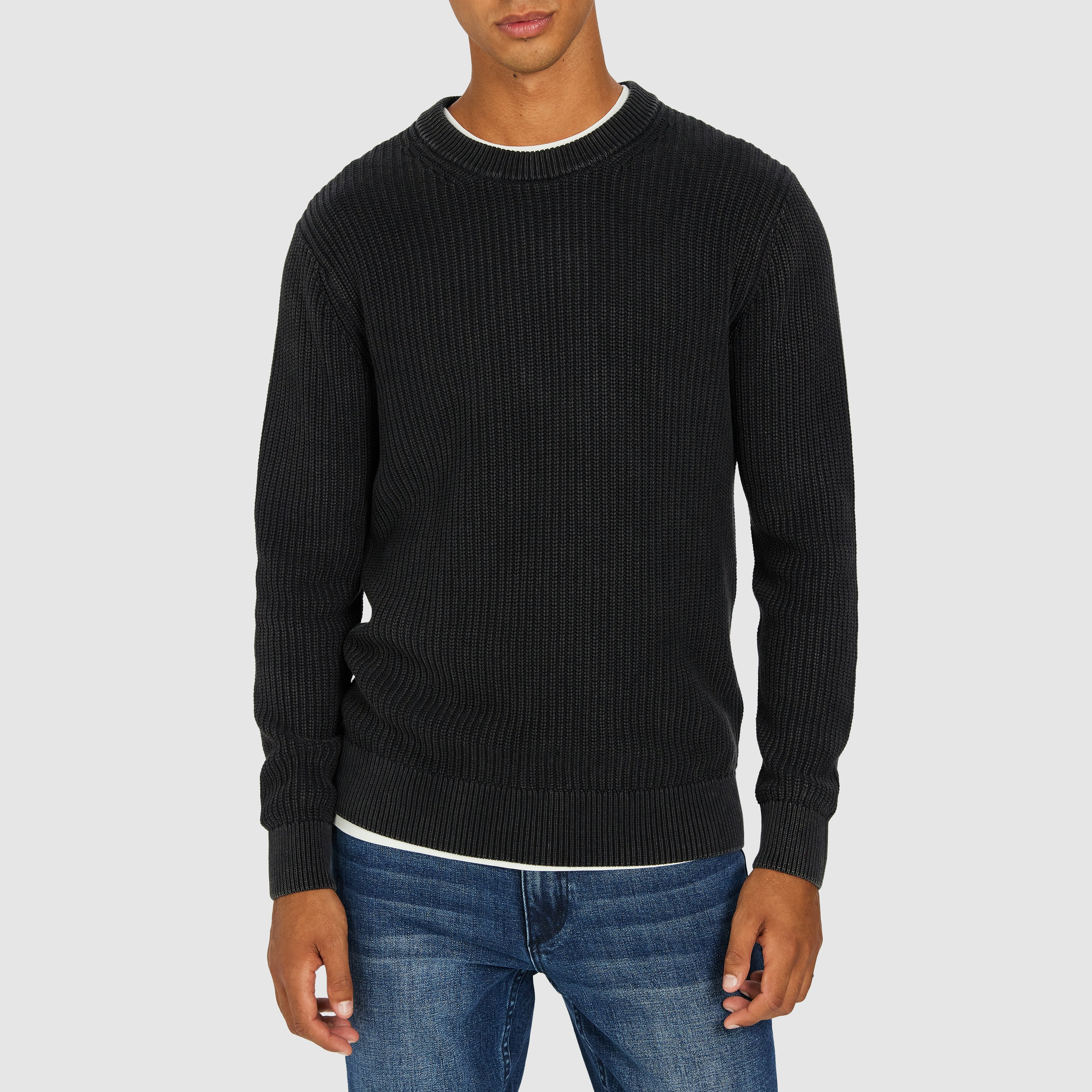 Charcoal Bergen Cotton Knit | Men's Tops | Connor AU