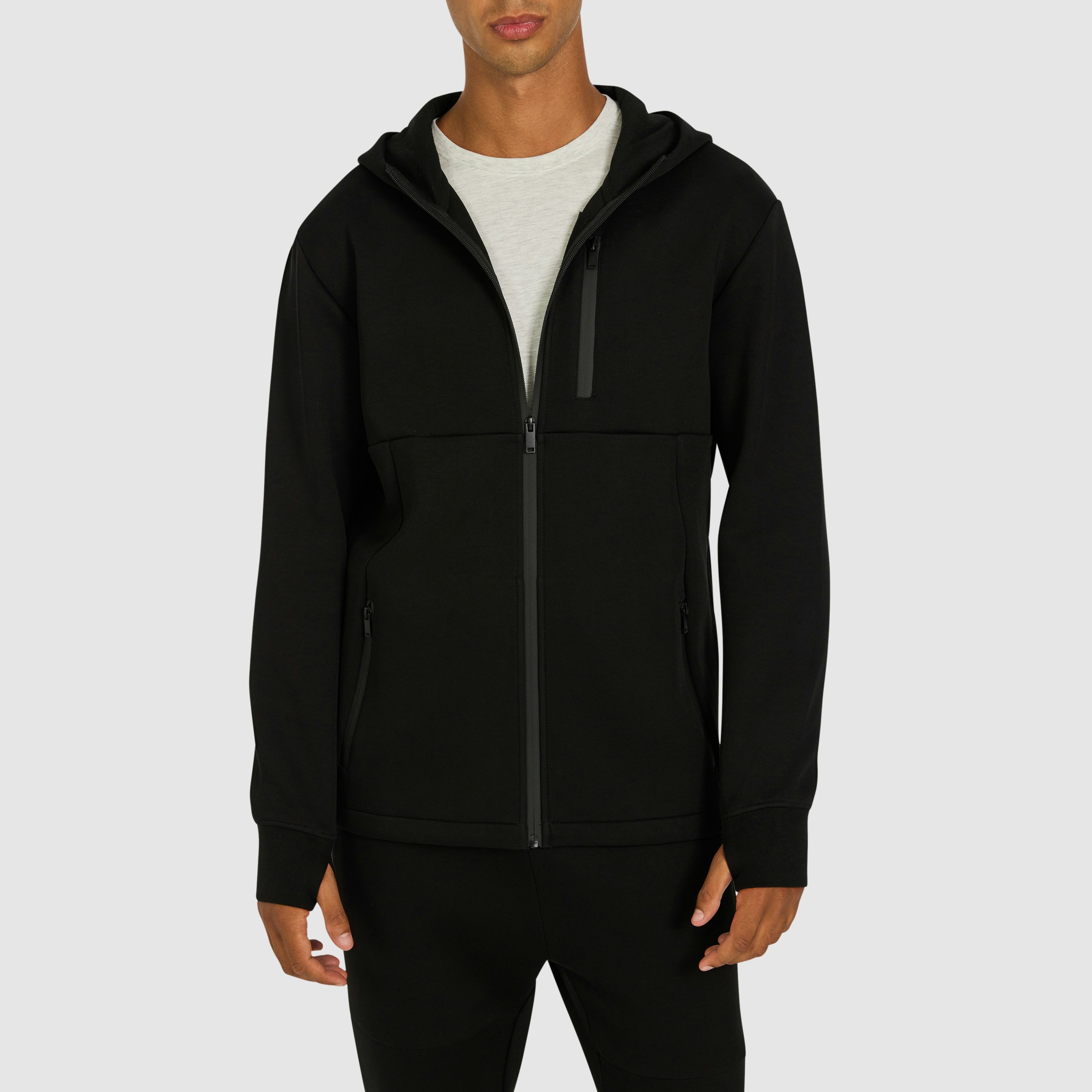 Black Summit Zip Through Sweat | Men's Tops | Connor AU