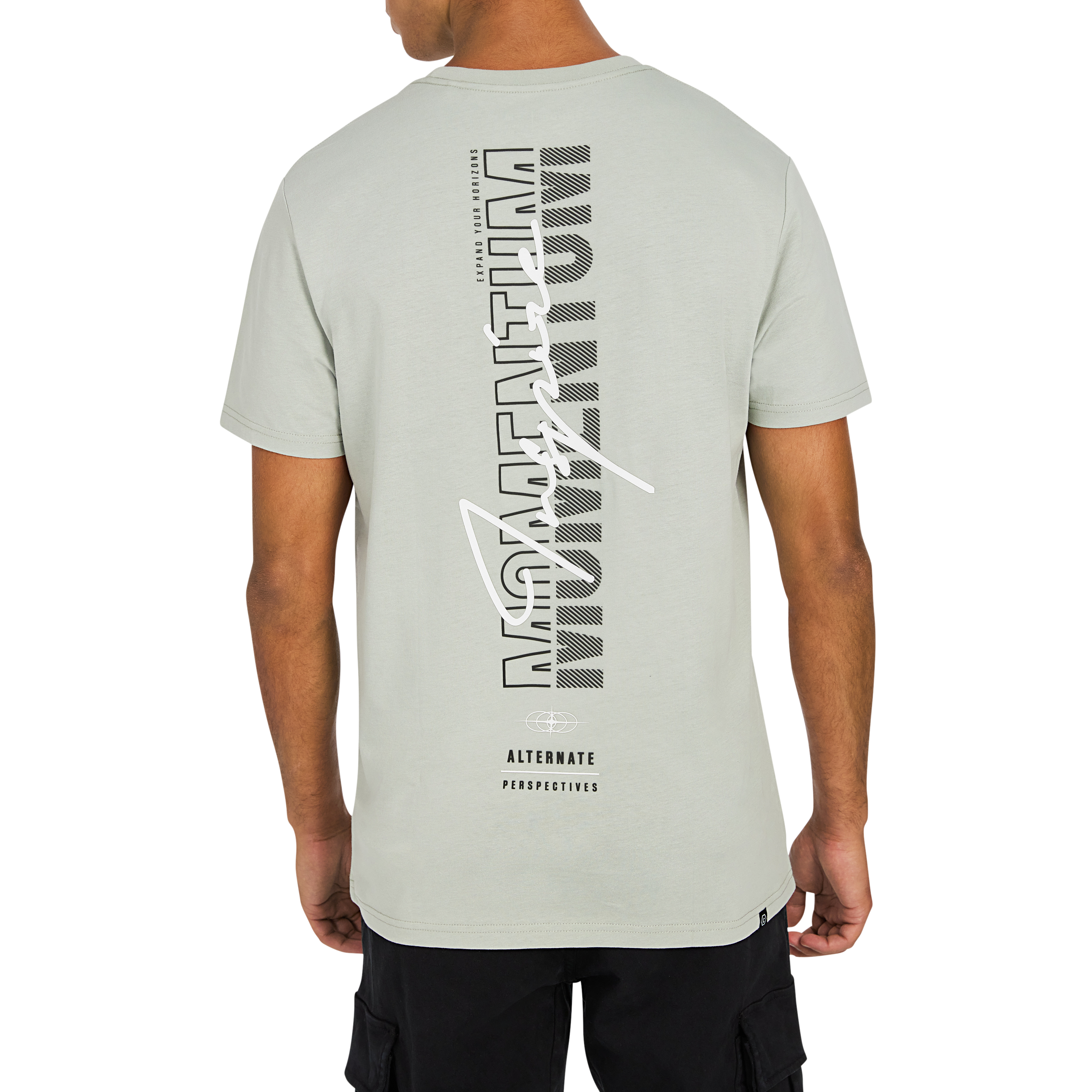 Black Chrome Graphic Longline Crew Neck Tee | Men's Tops | Connor AU