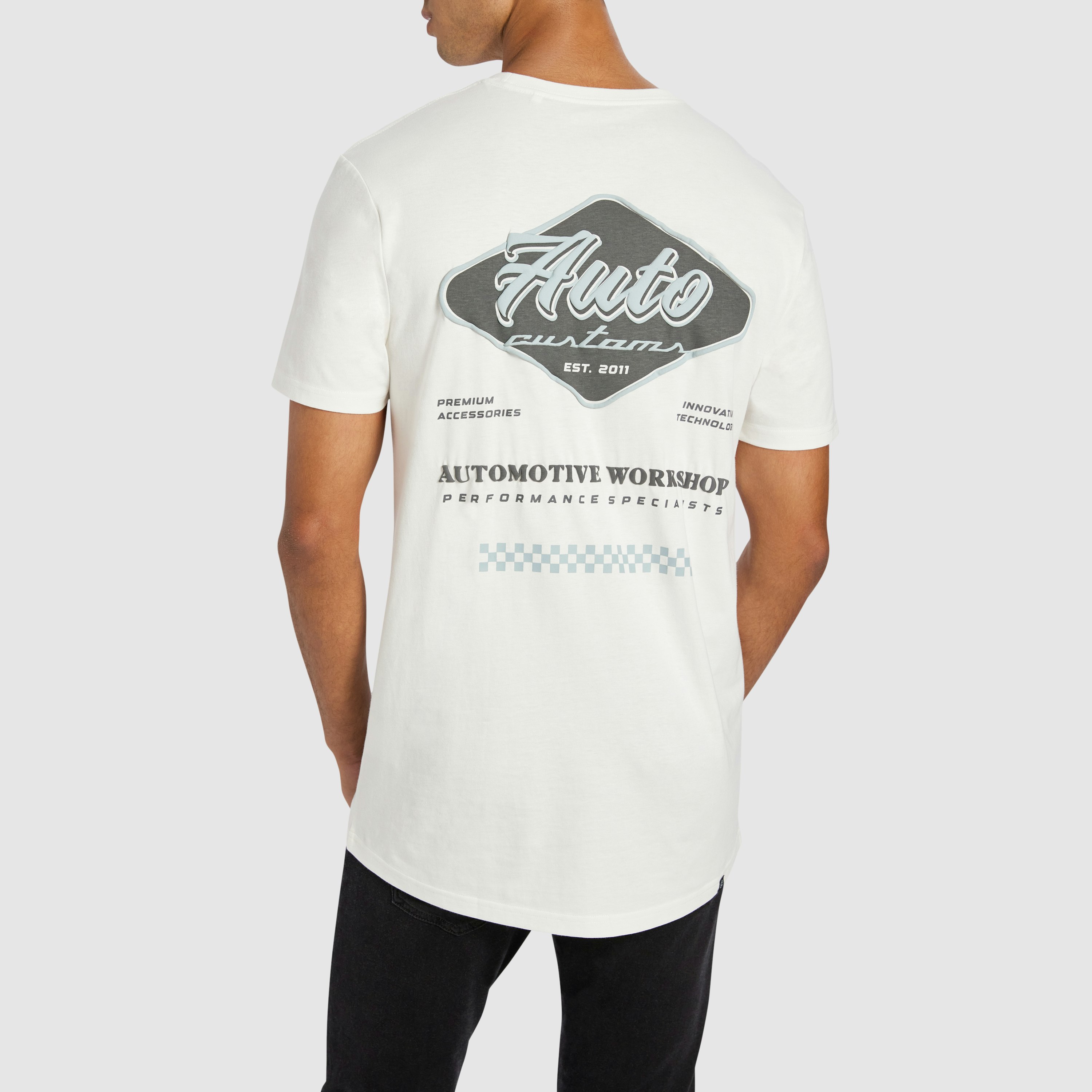 Off White Metz Graphic Longline Crew Neck Tee | Men's Tops | Connor AU